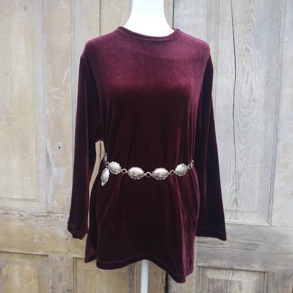 Vintage | Tops | Vintage Maroon Velvet Tunic Top | Poshmark
